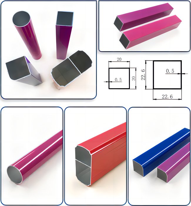 Silver Black 6061 Anodized Aluminum Rectangular Tube Round Tube